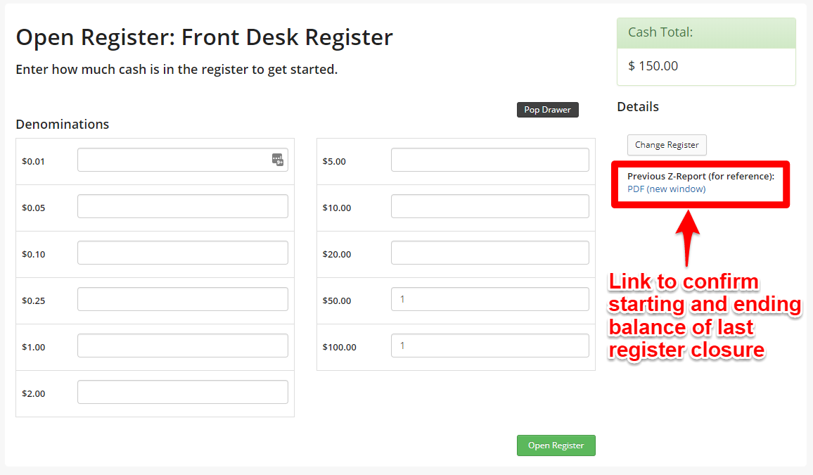 Cash Register Close Out Report